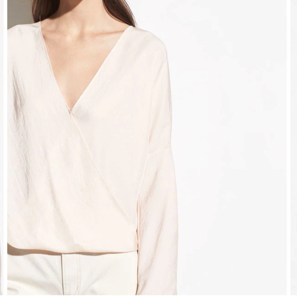 Vince Crossover Blouse In Oat Blush - Gem